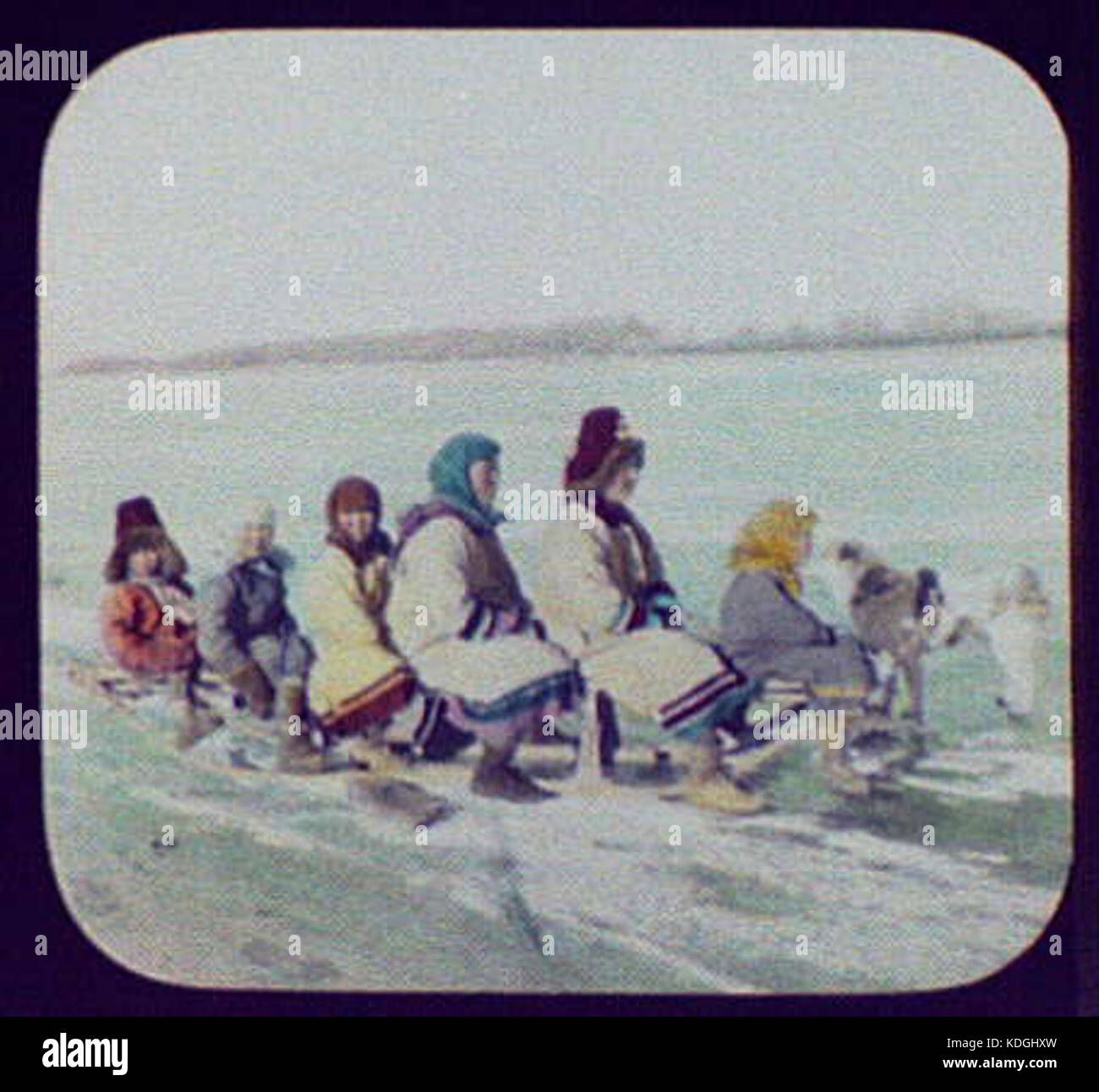 Six Goldi women and children on dog sledge LCCN2004708039 Stock Photo ...