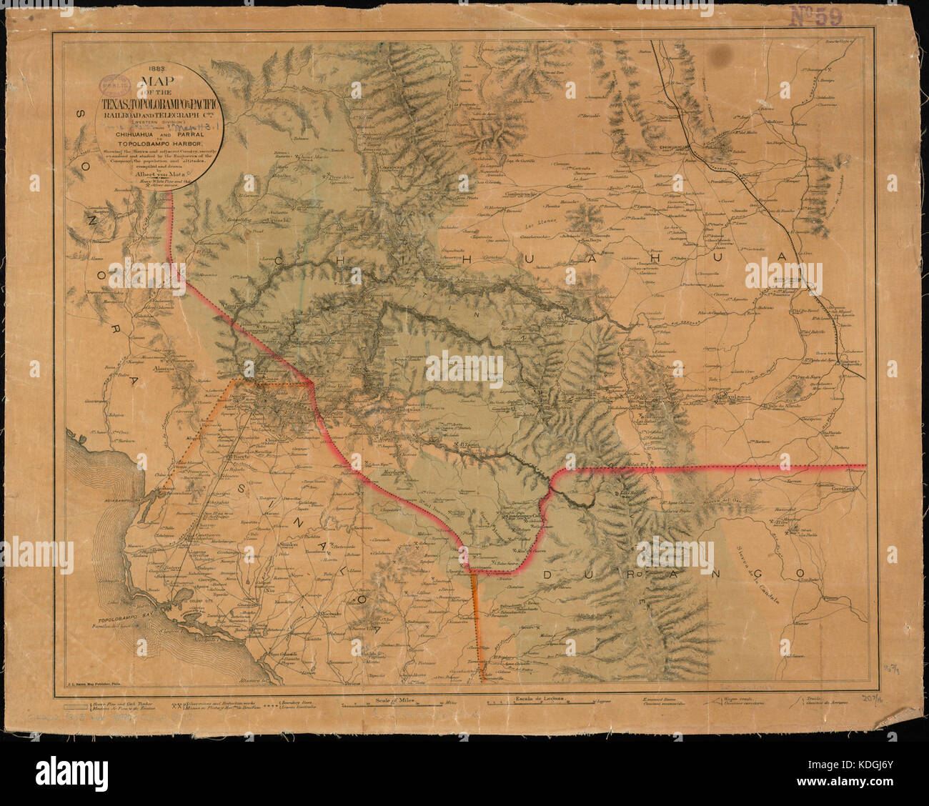 Map of the Texas, Topolobampo and Pacific Railroad and Telegraph Cpy ...
