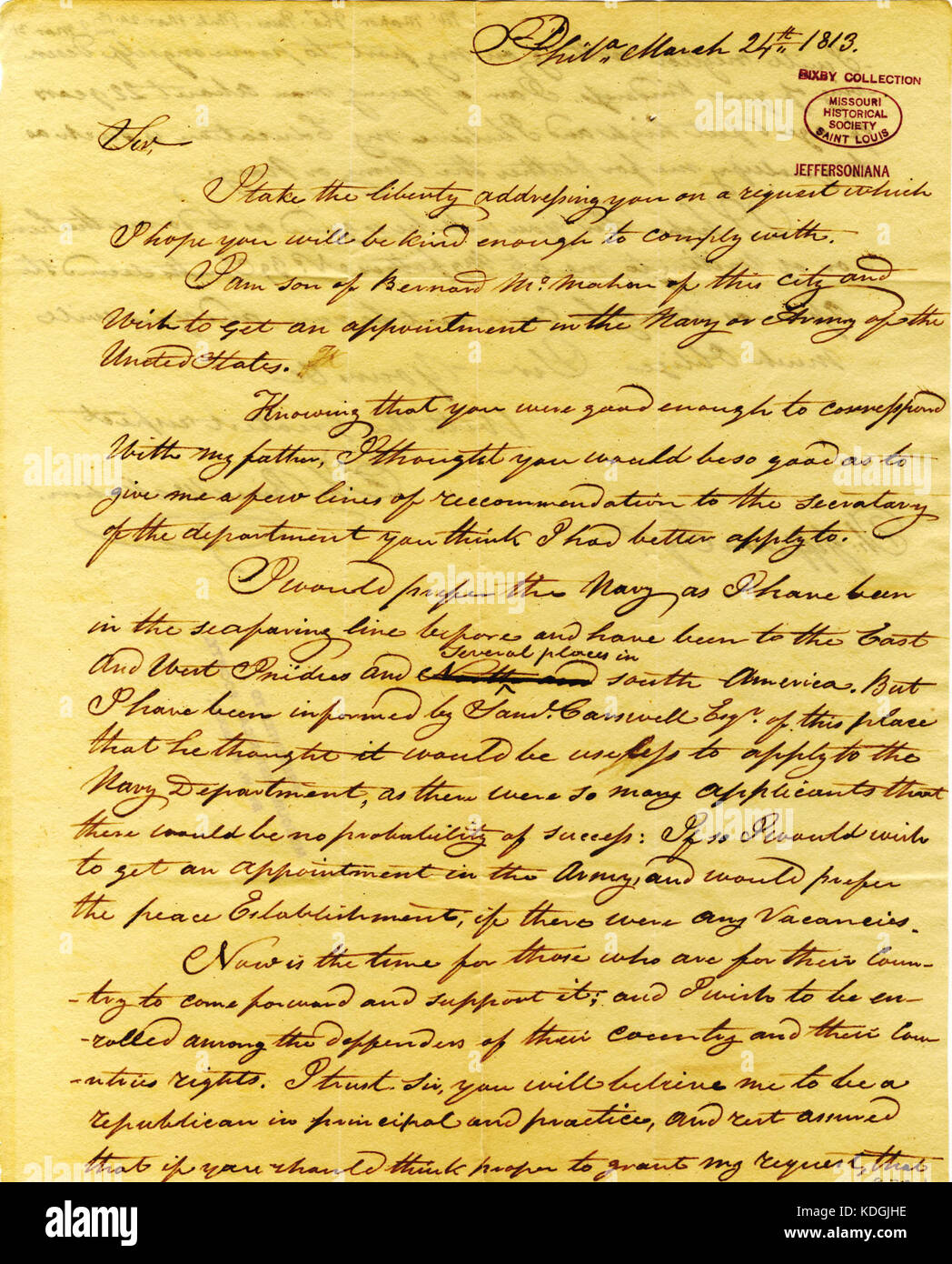 This letter, dated March 24, 1813, was written by Thomas Paine McMahon ...