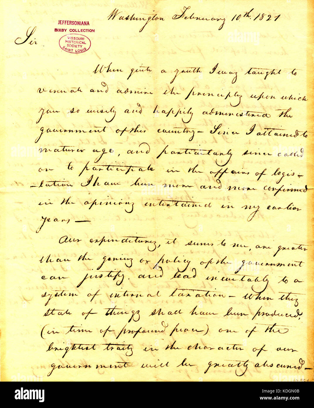 Letter signed Lewis Williams, Washington, to Thomas Jefferson, February ...