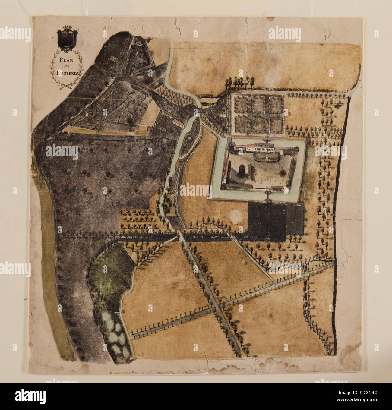 A historical map of Luzieres, illustrating the layout and geographical ...