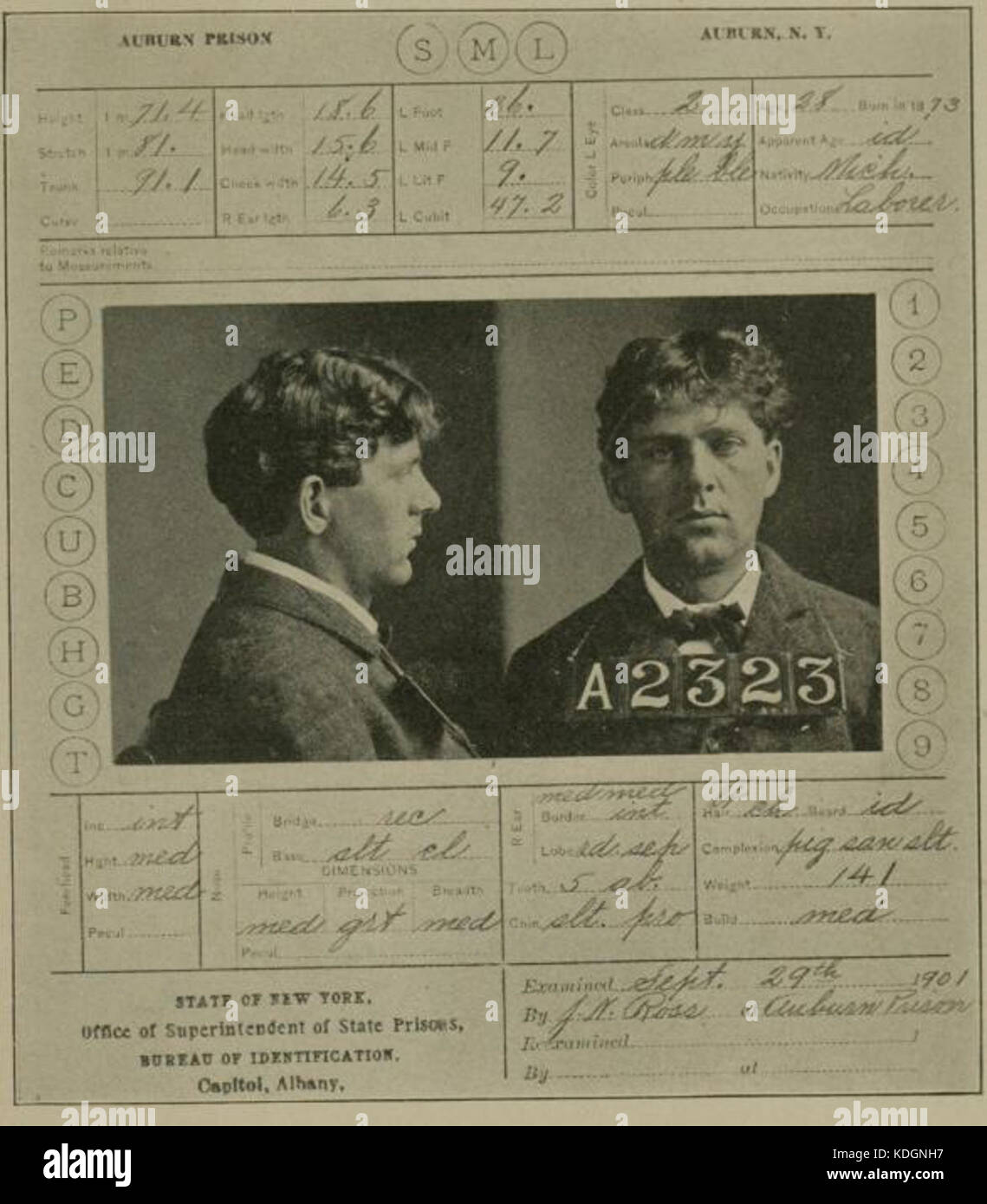 Prison card of Leon Czolgosz Stock Photo - Alamy
