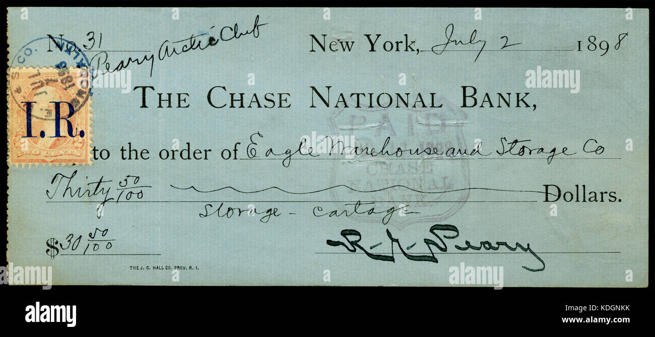 PEARY, Robert E (signed check Stock Photo - Alamy