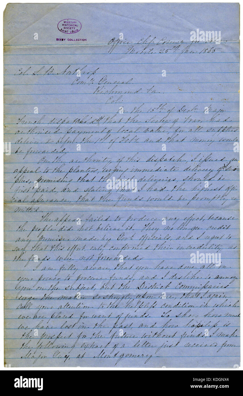 Letter signed John J. Walker, Office Chief Commanding in Ala., Mobile ...