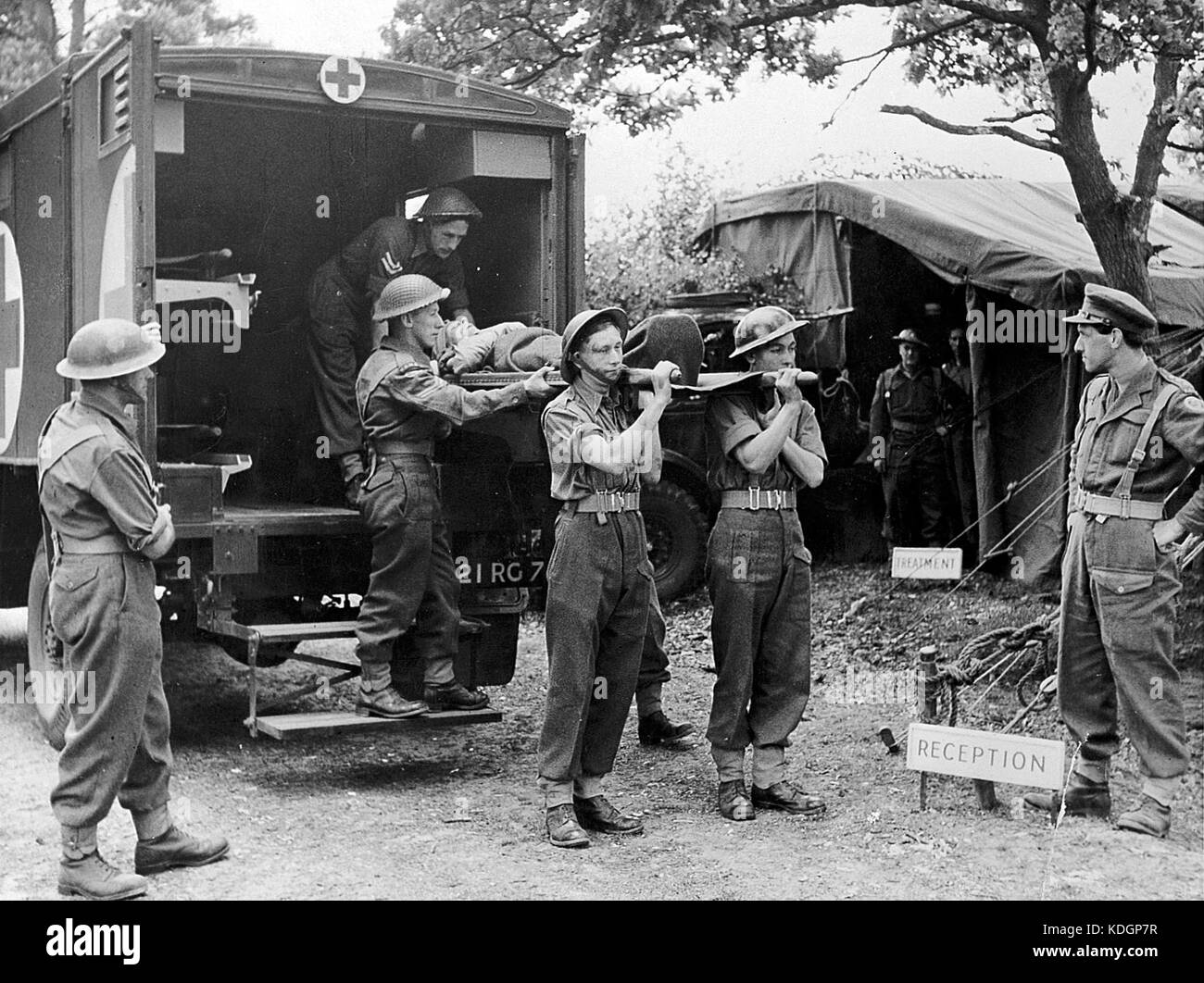 Photograph; men bearing a wounded man on a stretcher. Wellcome L0022280 ...