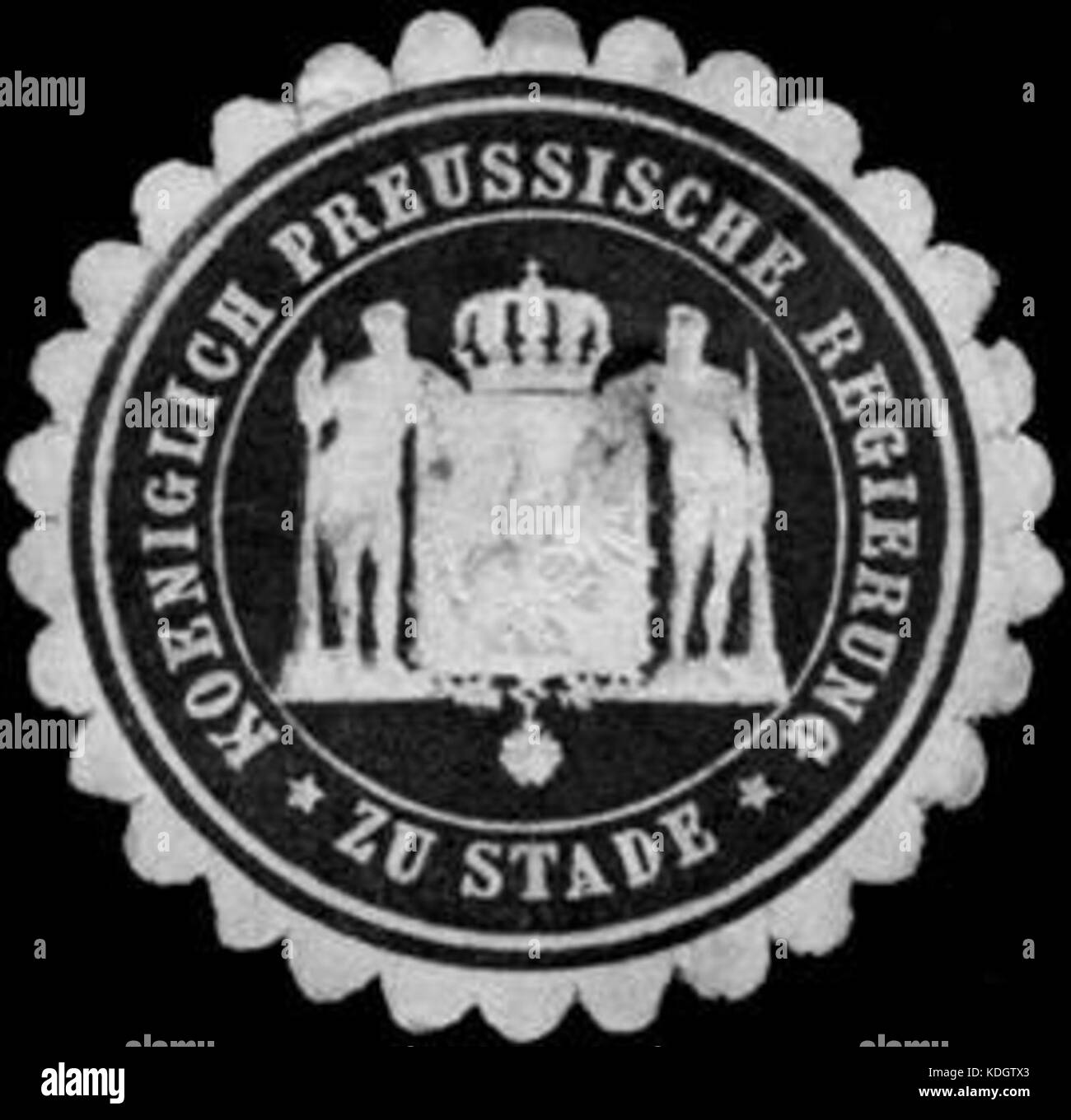A Siegelmarke (seal mark) from the Royal Prussian Government in Stade ...