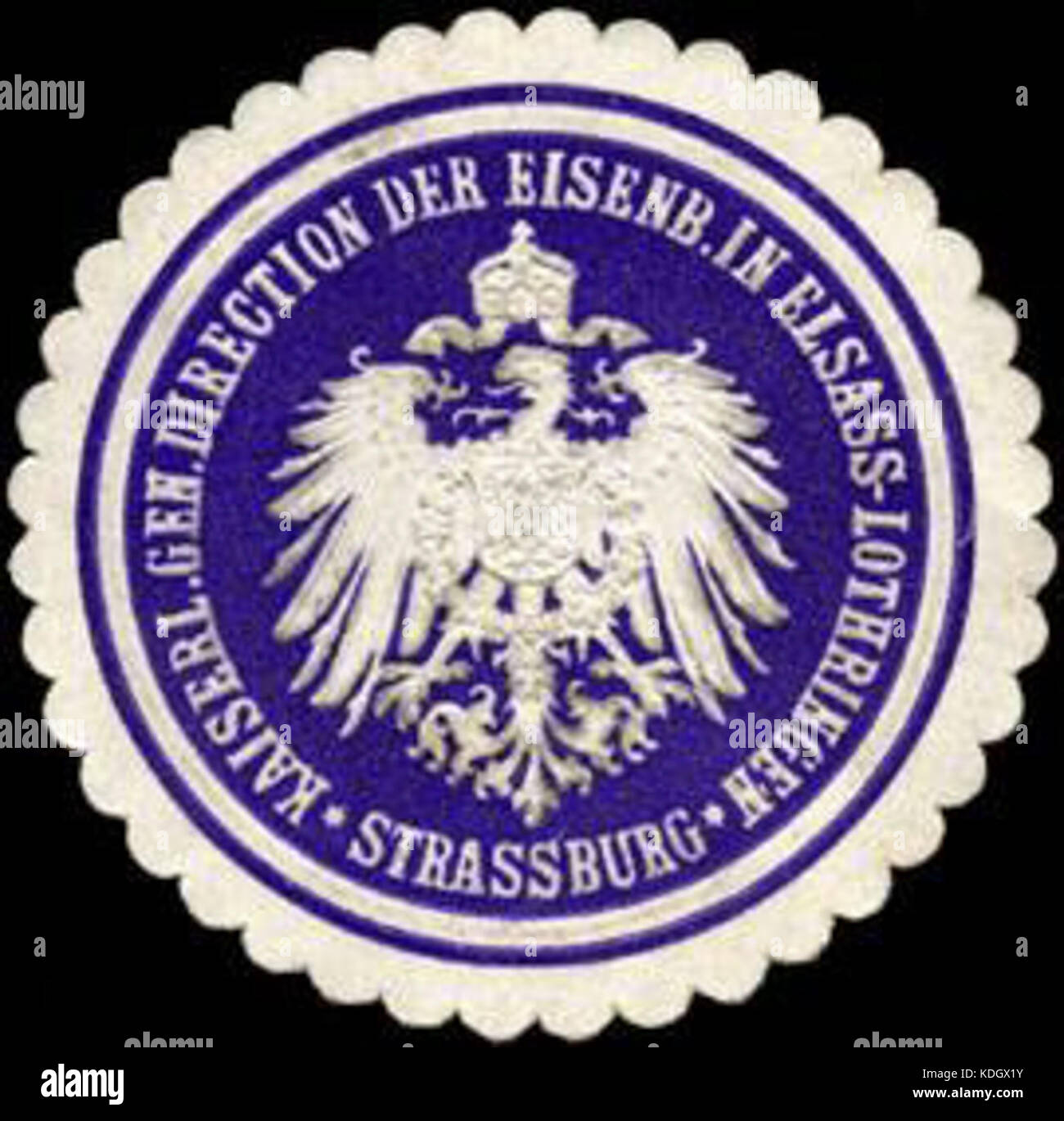 Siegelmarke Kaiserliche General Direction der Eisenbahn in Elsass ...