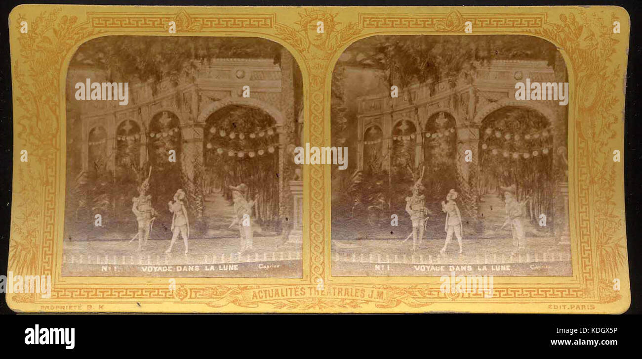 A stereoscope image depicting a voyage related to Offenbach, offering a 3D perspective of the ...