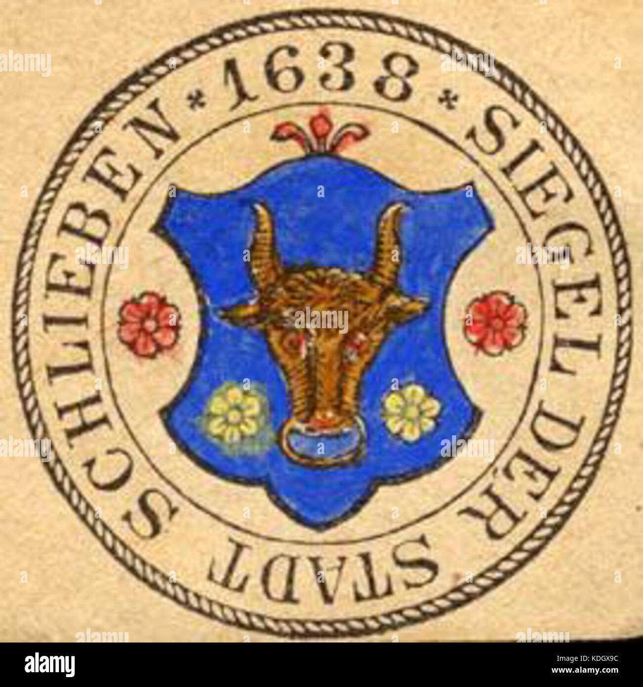 Siegelmarke Siegel der Stadt Schlieben W0224460 Stock Photo - Alamy