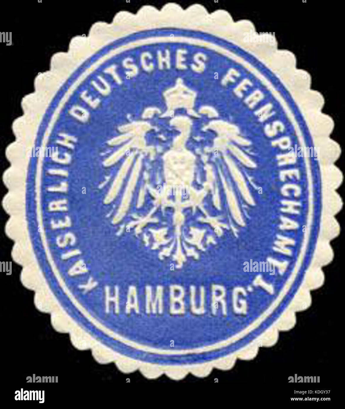 This image features a seal from the Imperial German Telephone Office ...
