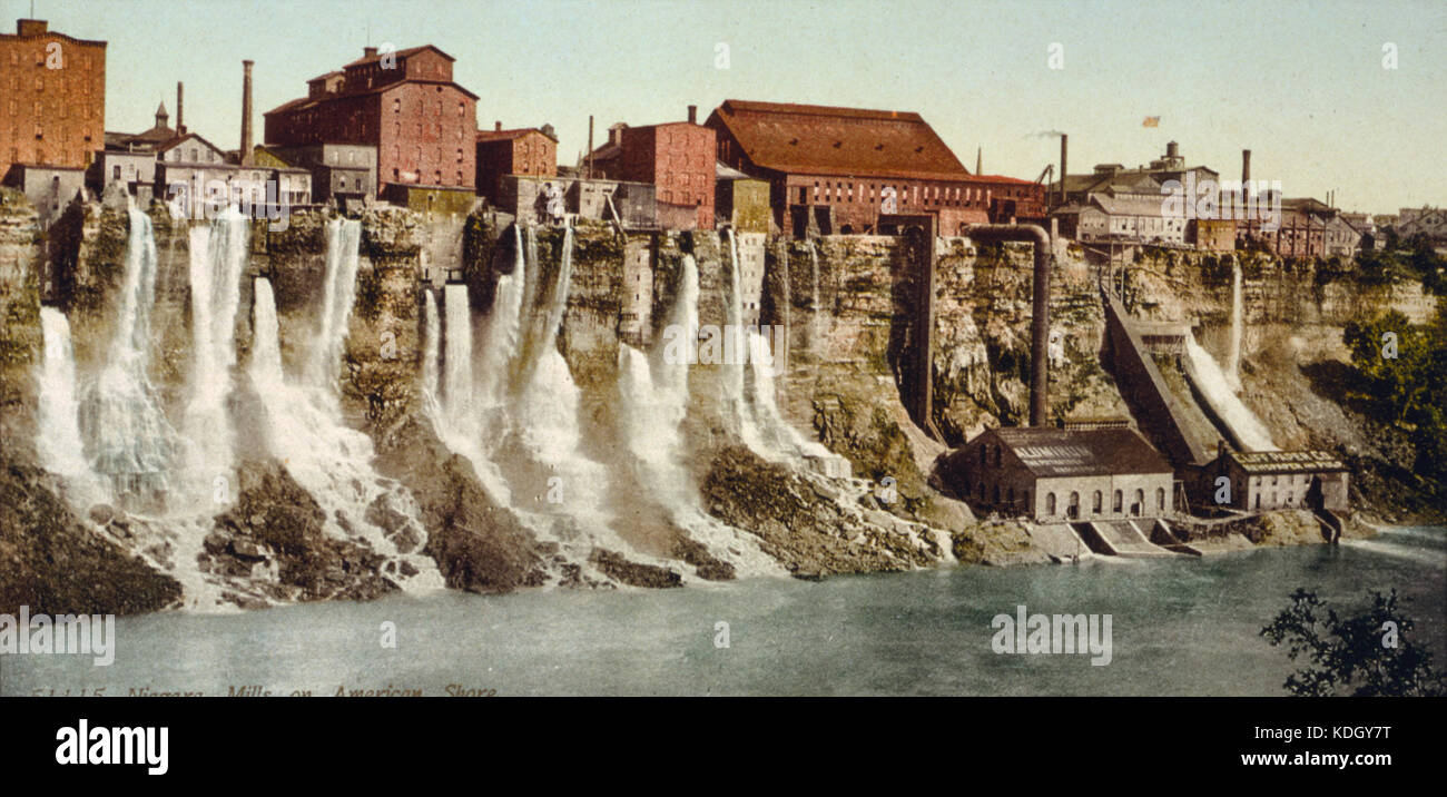 Niagara Falls, mill district on American shore, ca. 1900 Stock Photo ...