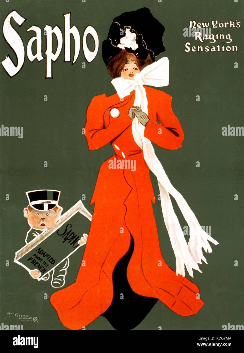 A Broadway poster from 1900 promoting 'Sapho', a theatrical production ...