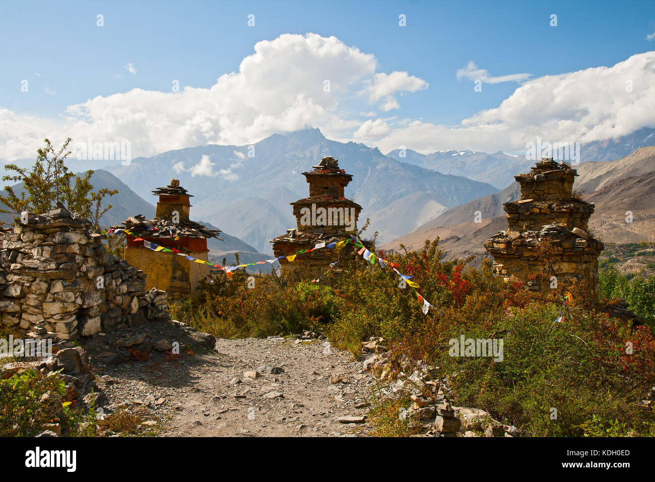 Chorten - memorial constructions in monastery Muktinath Stock Photo - Alamy