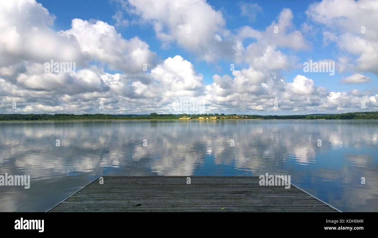 View of the south shore of Onondaga Lake from a dock at Onondaga Lake ...