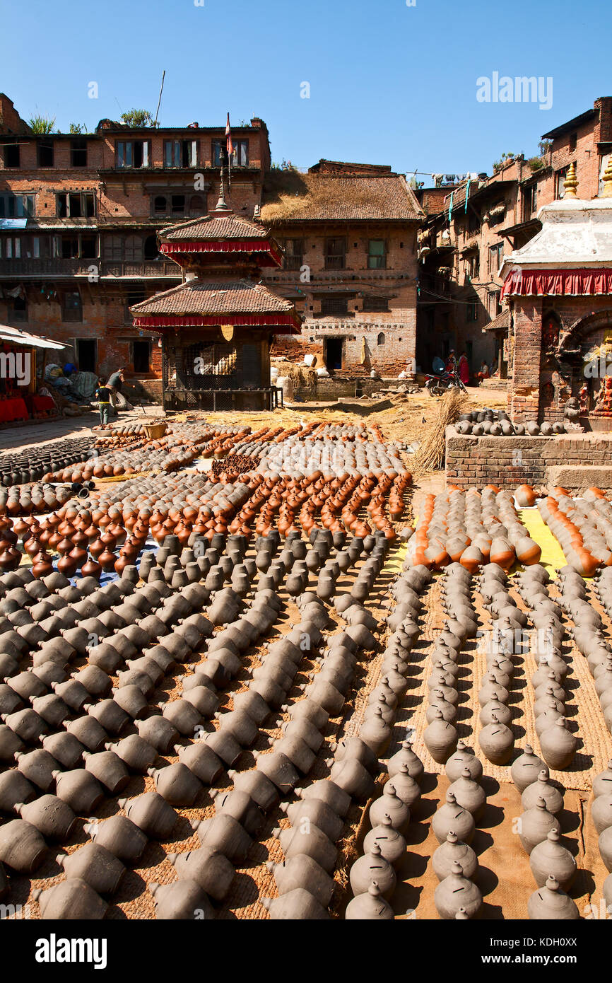 Pottery square in Bhaktapur, Nepal Stock Photo - Alamy