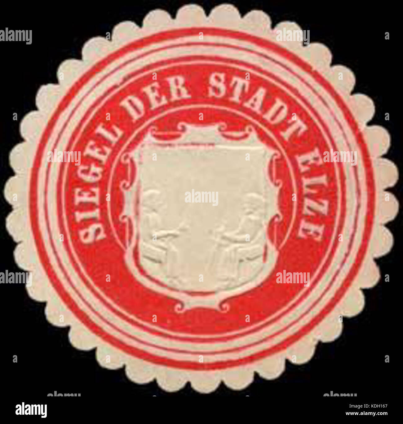 This stamp features the Siegel der Stadt Elze, a historical seal from ...