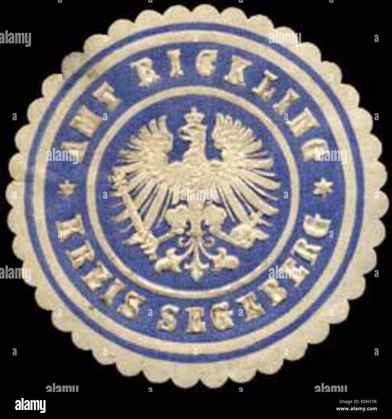 A historical Siegelmarke (seal mark) from Amt Rickling in the Segeberg ...