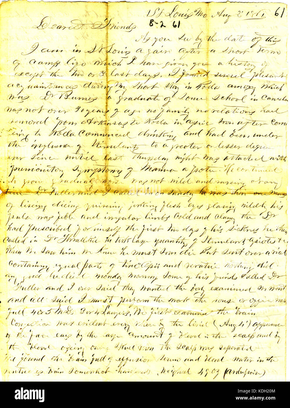 Letter signed T.S. Hawley, St. Louis, to friends, August 2, 1861 Stock ...