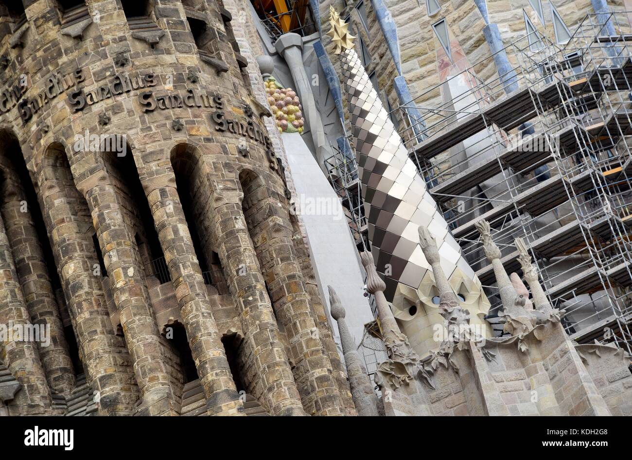 Construction site of the catholic basilica Sagrada Familia in the city ...