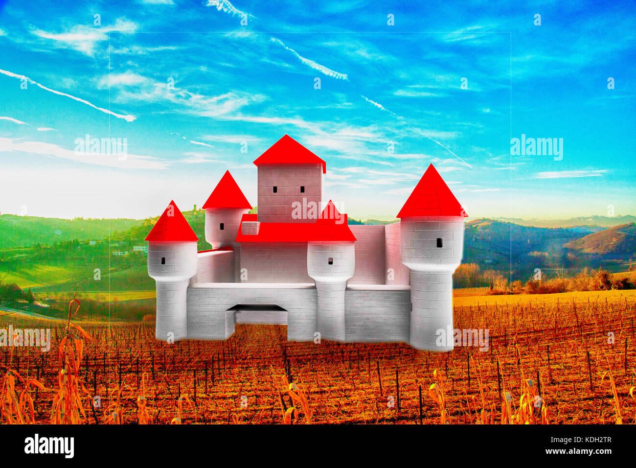 Fancy castle in the country, 3d rendering, horizontal image Stock Photo ...