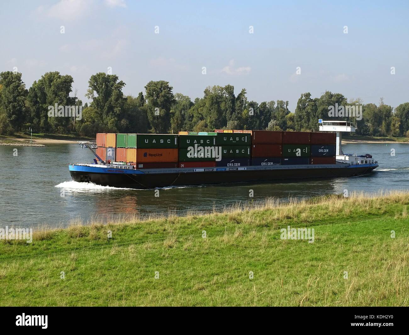 The Cargo Container Ship on the River Rhine Photo 09/27/2017 | usage ...