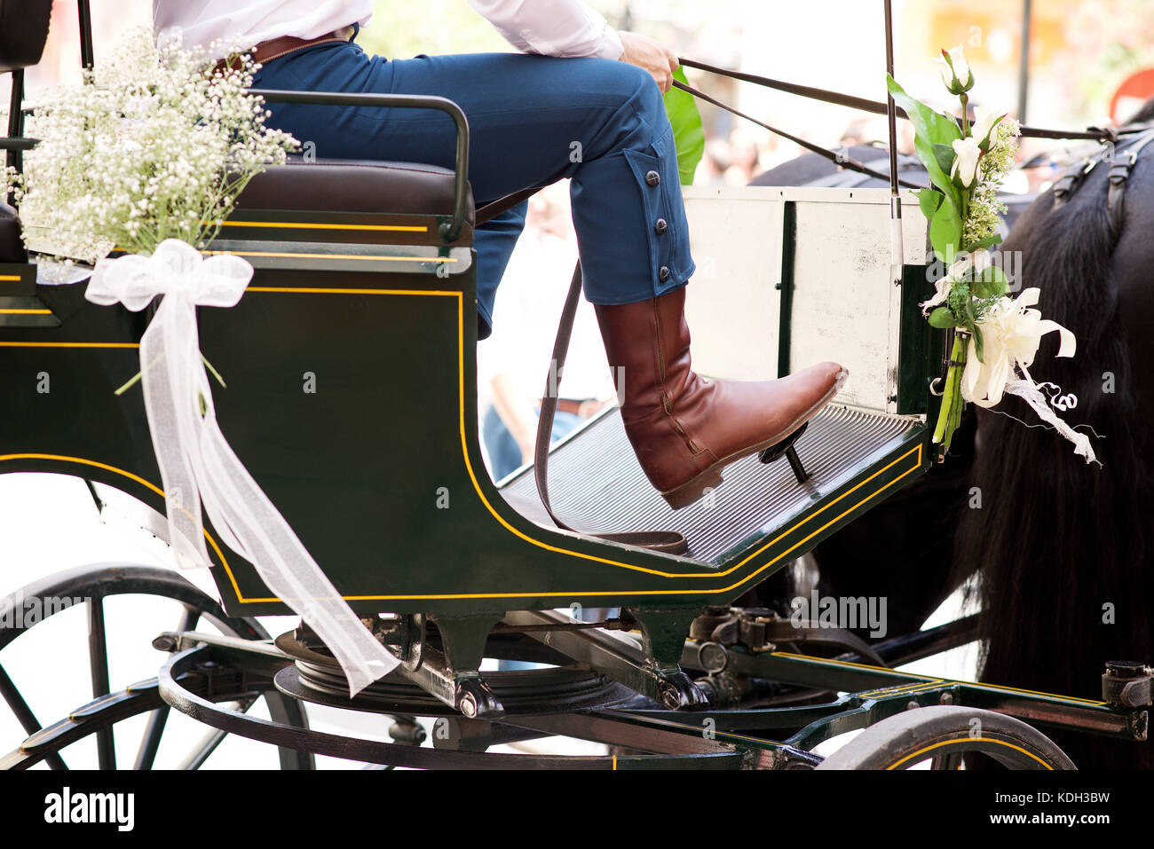 Detail of a carriage and the drivers boot in Pinoso in Alicante ...