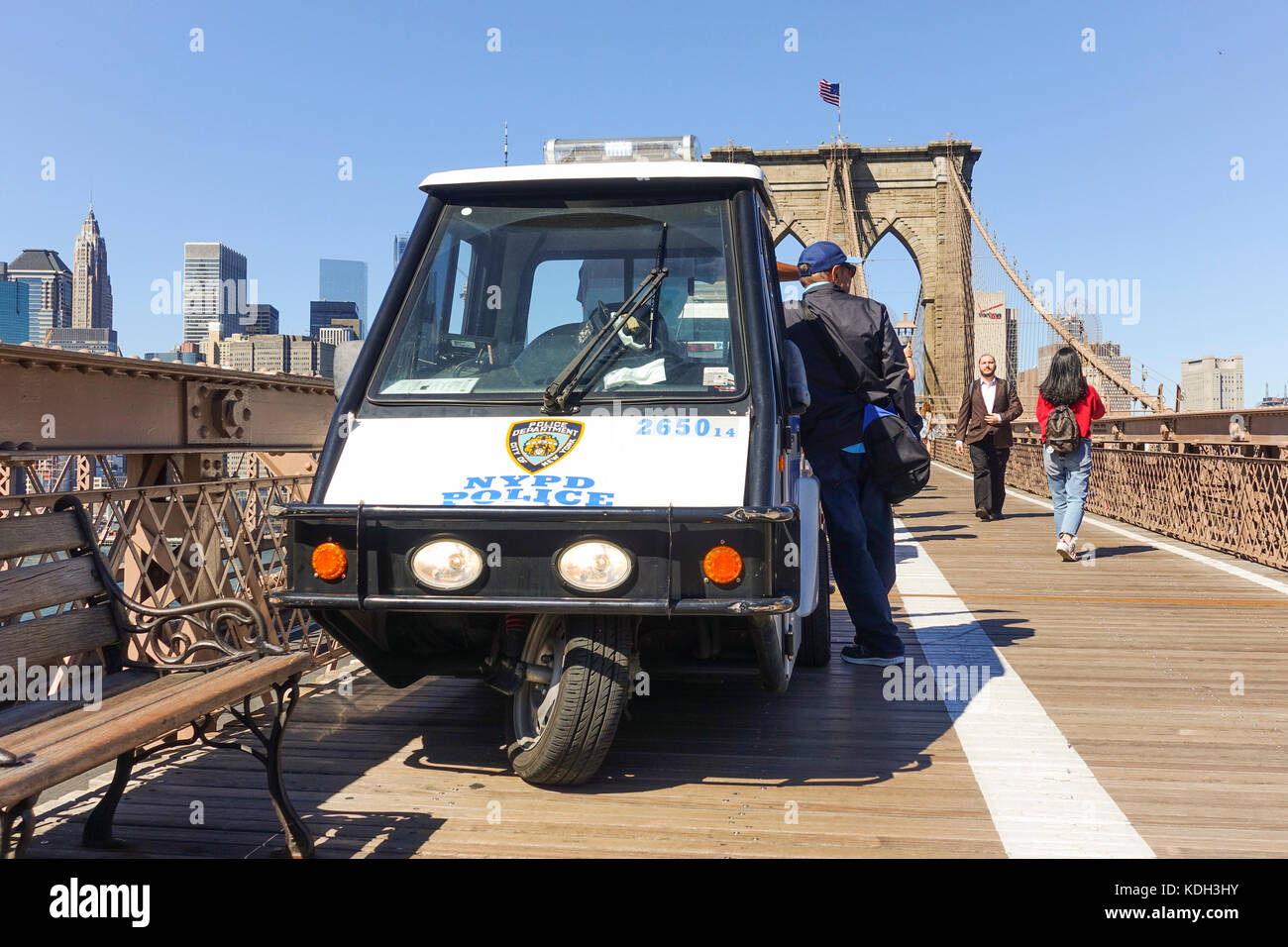NYPD police , three wheeled vehicle on brooklyn bridge New York City ...
