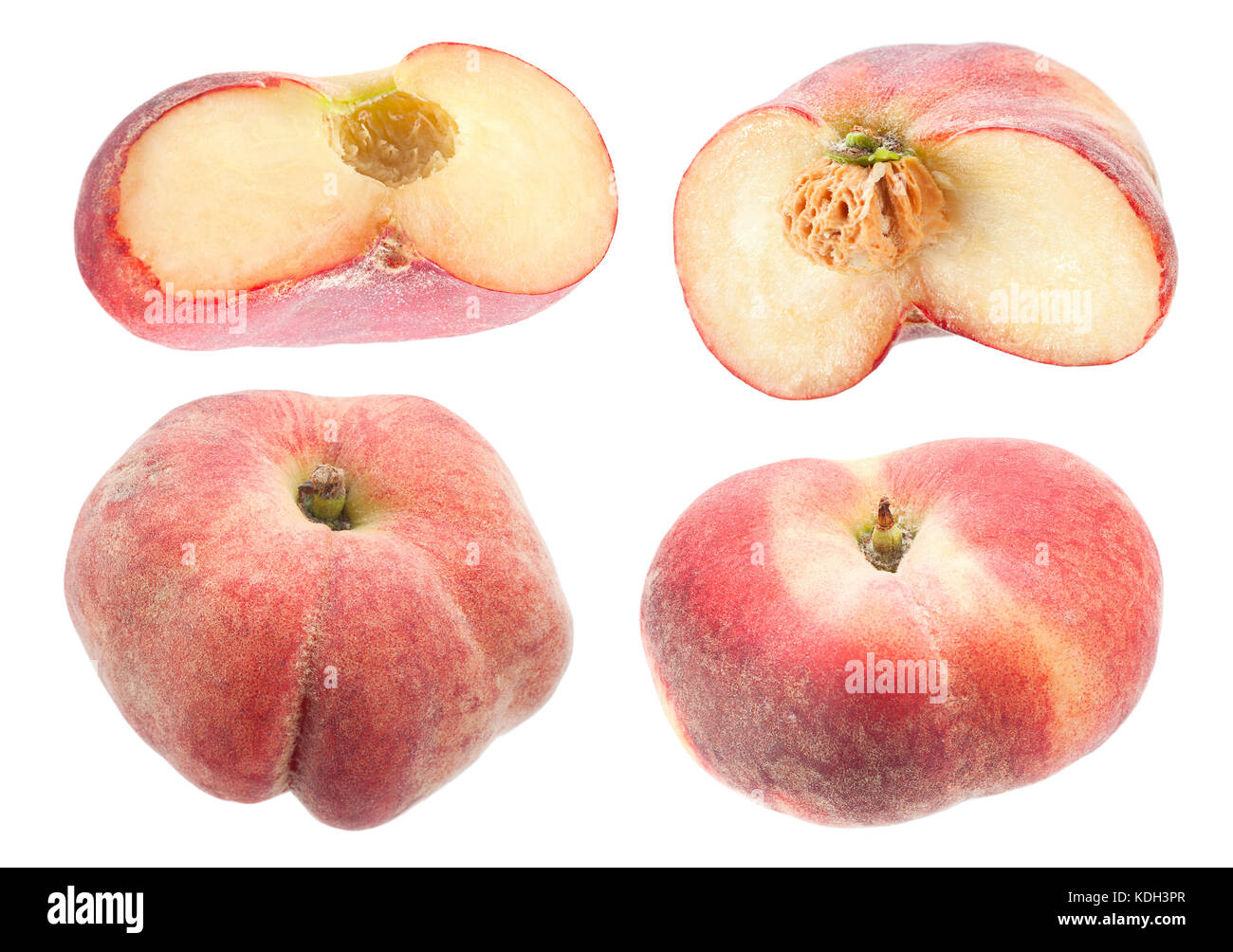 Figs peach fruit closeup set isolated on white background Stock Photo ...