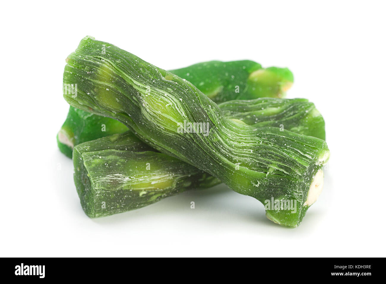 Green Turkish delight stick sweet food isolated on white background ...