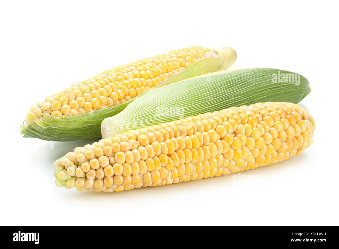 Raw sweet corn isolated on white background Stock Photo - Alamy