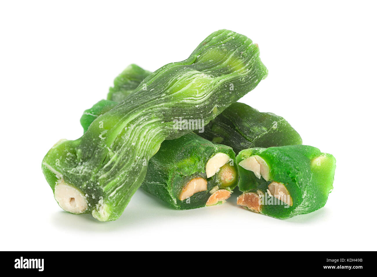 Green Turkish delight stick sweet food isolated on white background ...