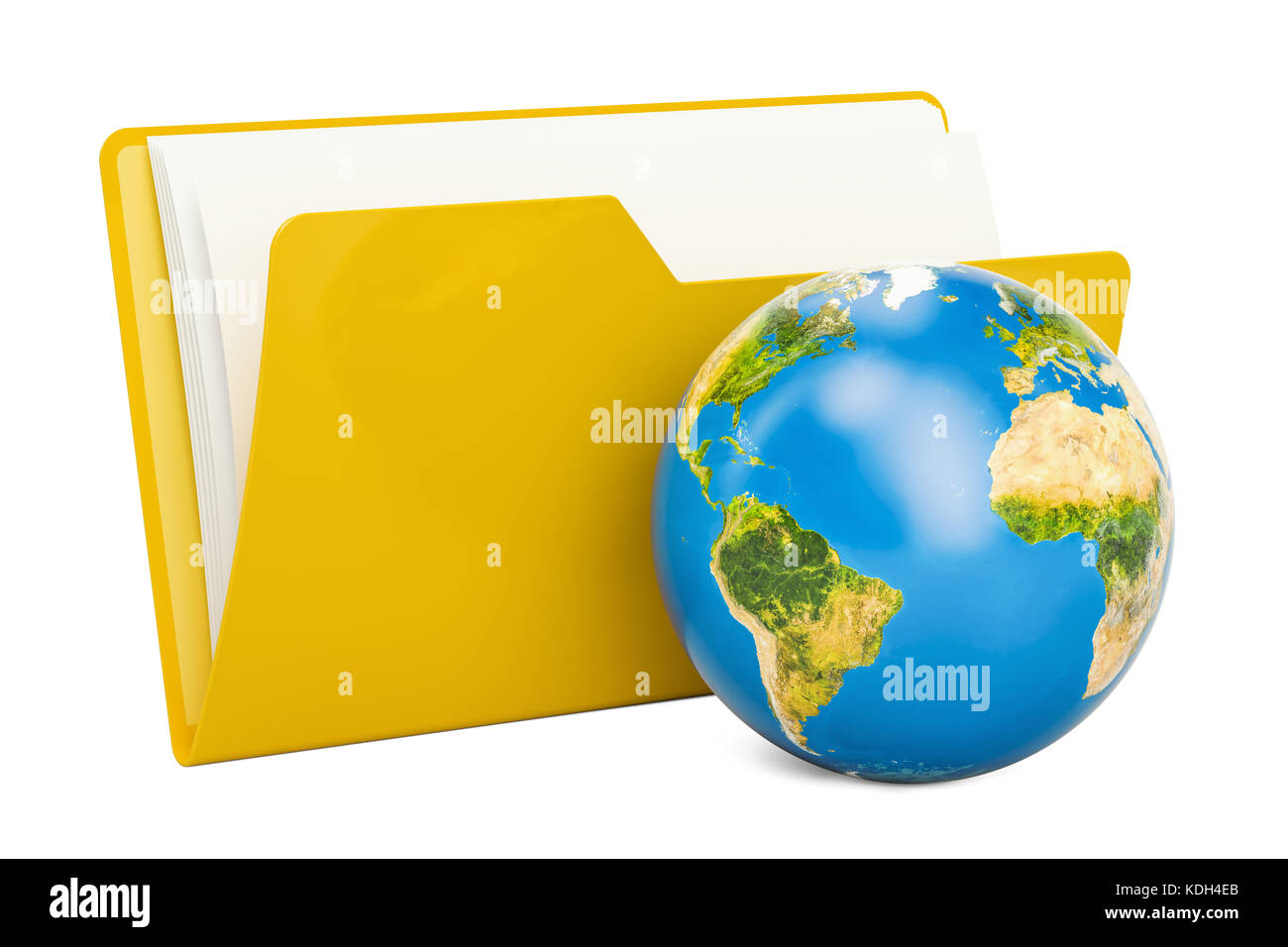 folder computer icon with Earth Globe, 3D rendering isolated on white ...