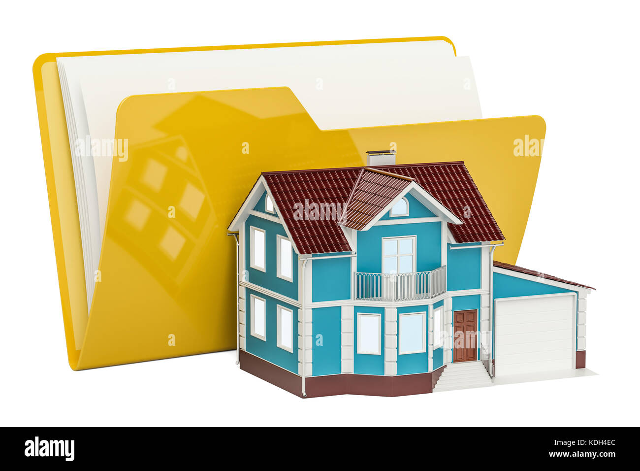 Folder computer icon with house, 3D rendering isolated on white ...