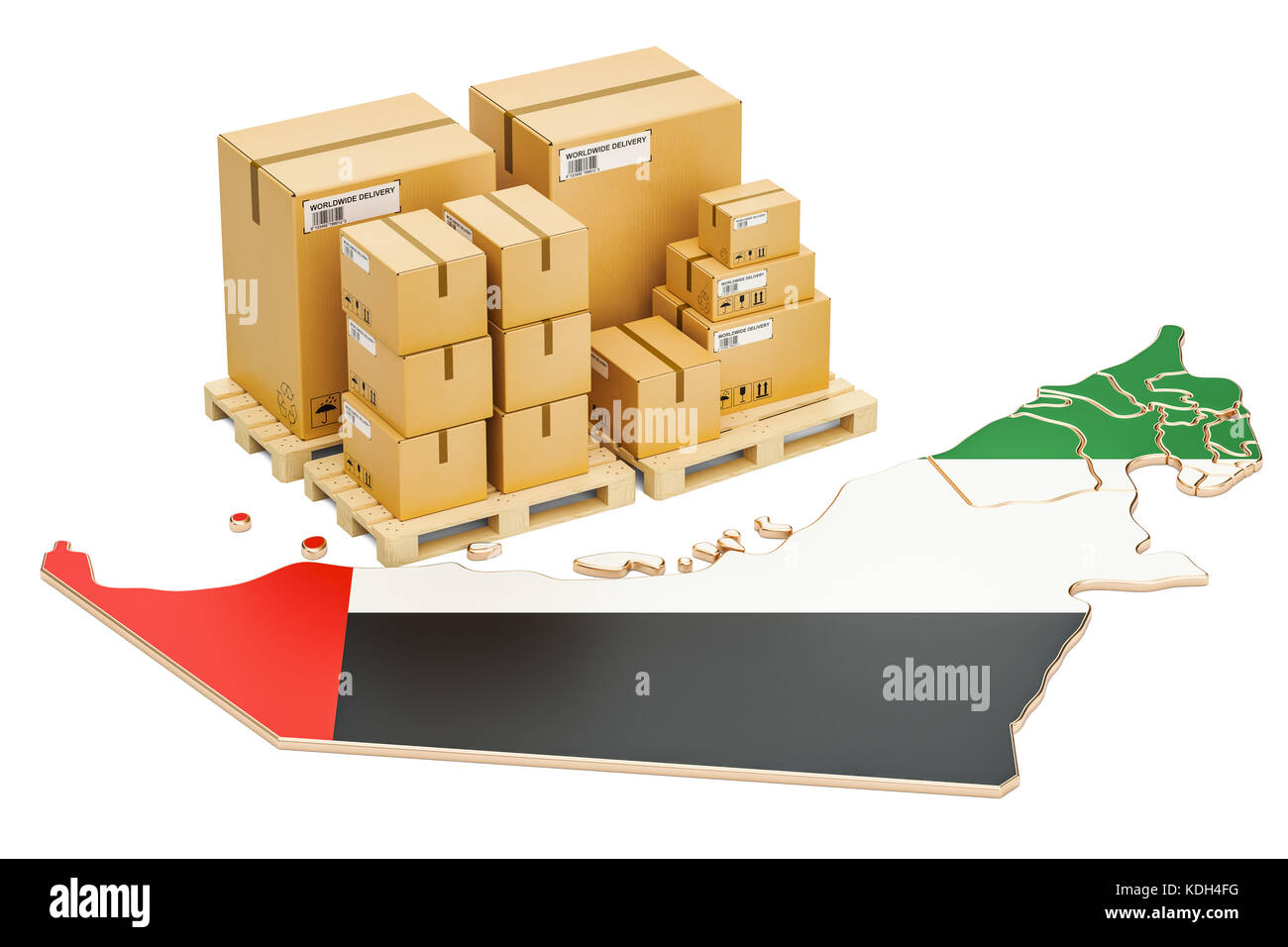 Shipping and Delivery from UAE isolated on white background Stock Photo ...