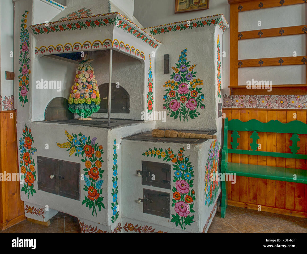 Zalipie, Poland - May 20, 2017: Traditional furnace with colorful ...
