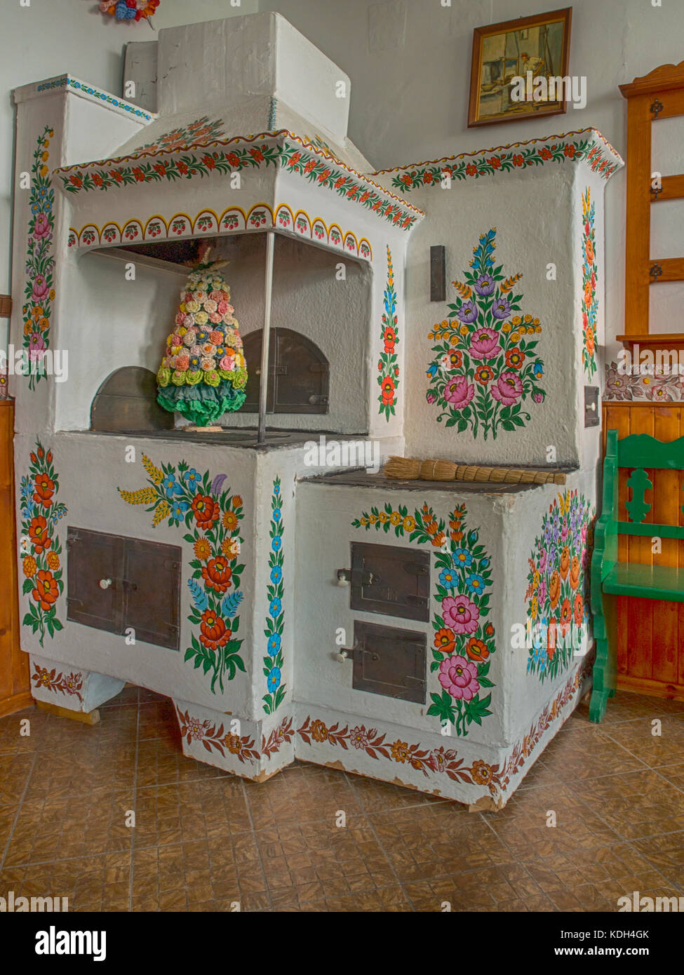 Zalipie, Poland - May 20, 2017: Traditional furnace with colorful ...