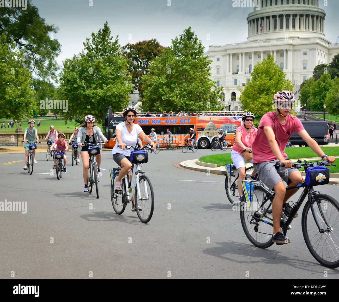 Bicycle tourists in front of the US Capitol Building in Washington, DC ...