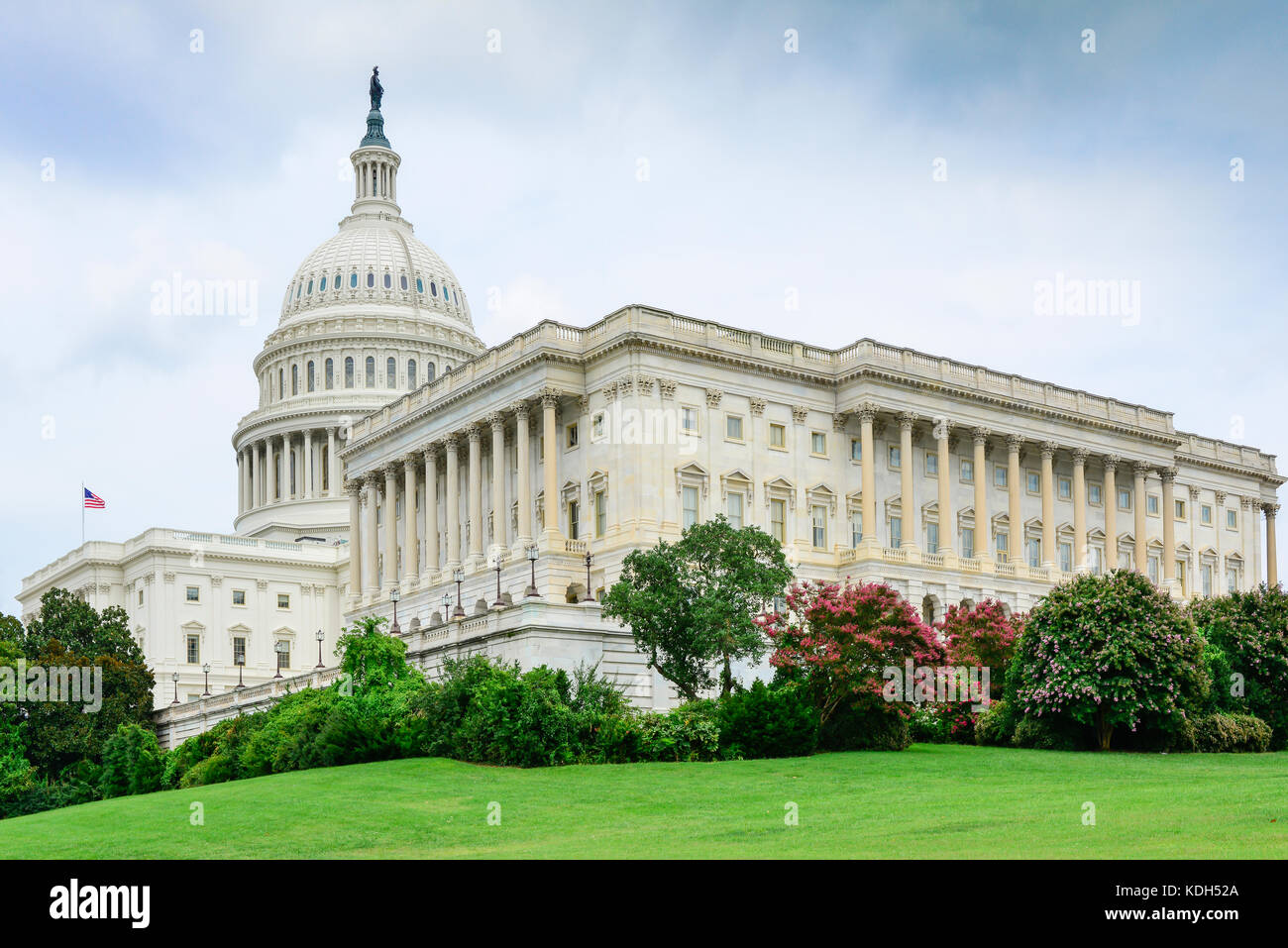 The Domed Neoclassically styled US Capitol Building viewed towards the ...