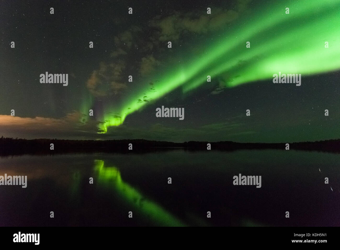 Aurora over the Chena Lake, Alaska Stock Photo - Alamy