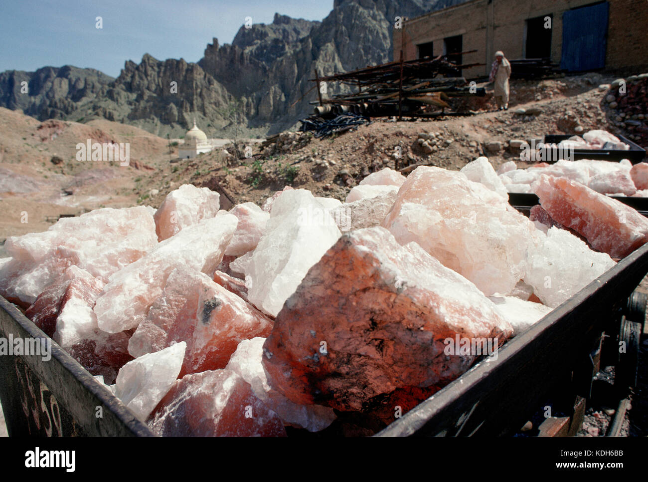Lumps of rock salt as they come out of the salt mines, near Kalabach ...