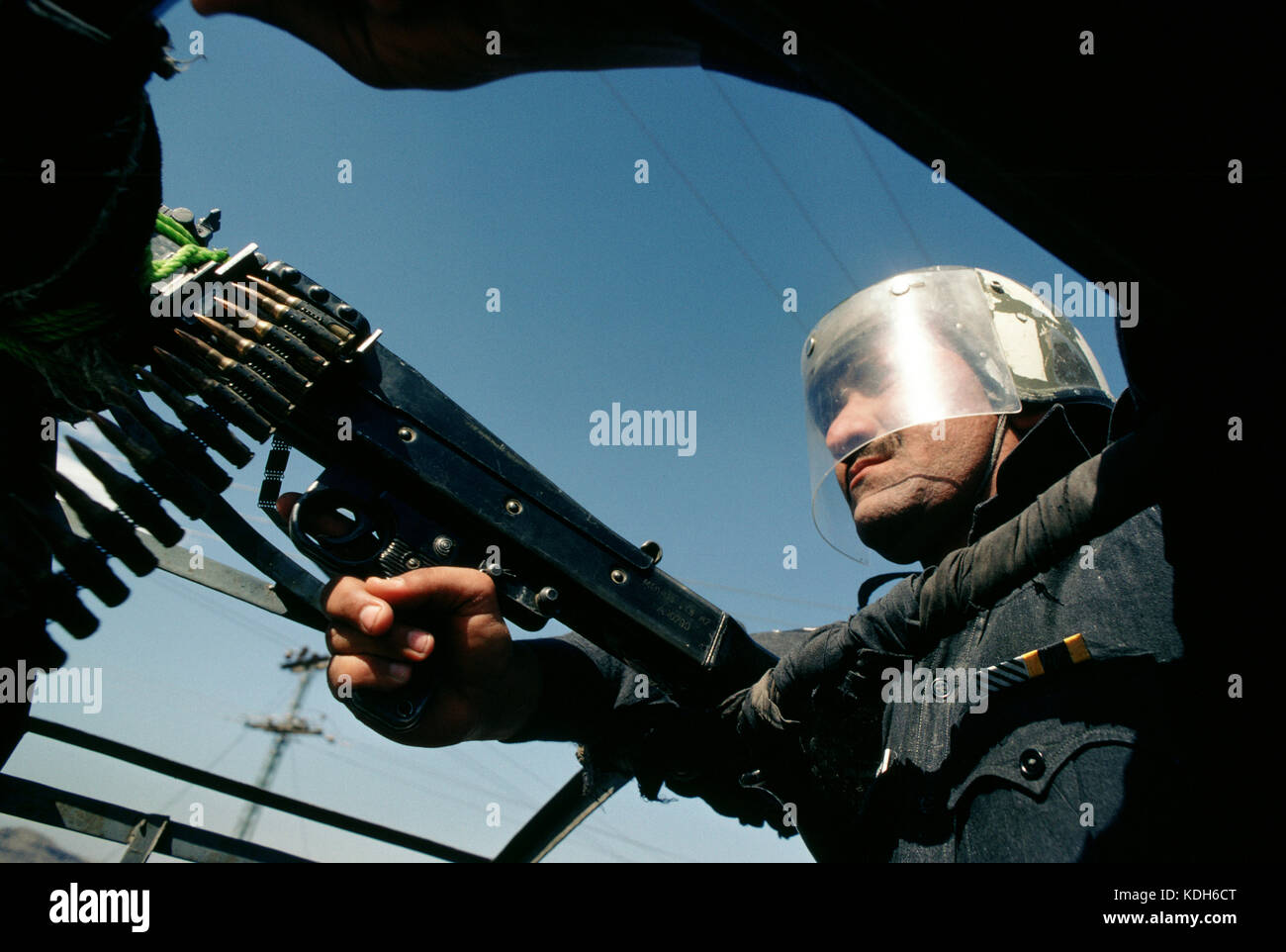 Khyber Pass, Pakistan, 1990; Pakistani troops man a machine gun ...