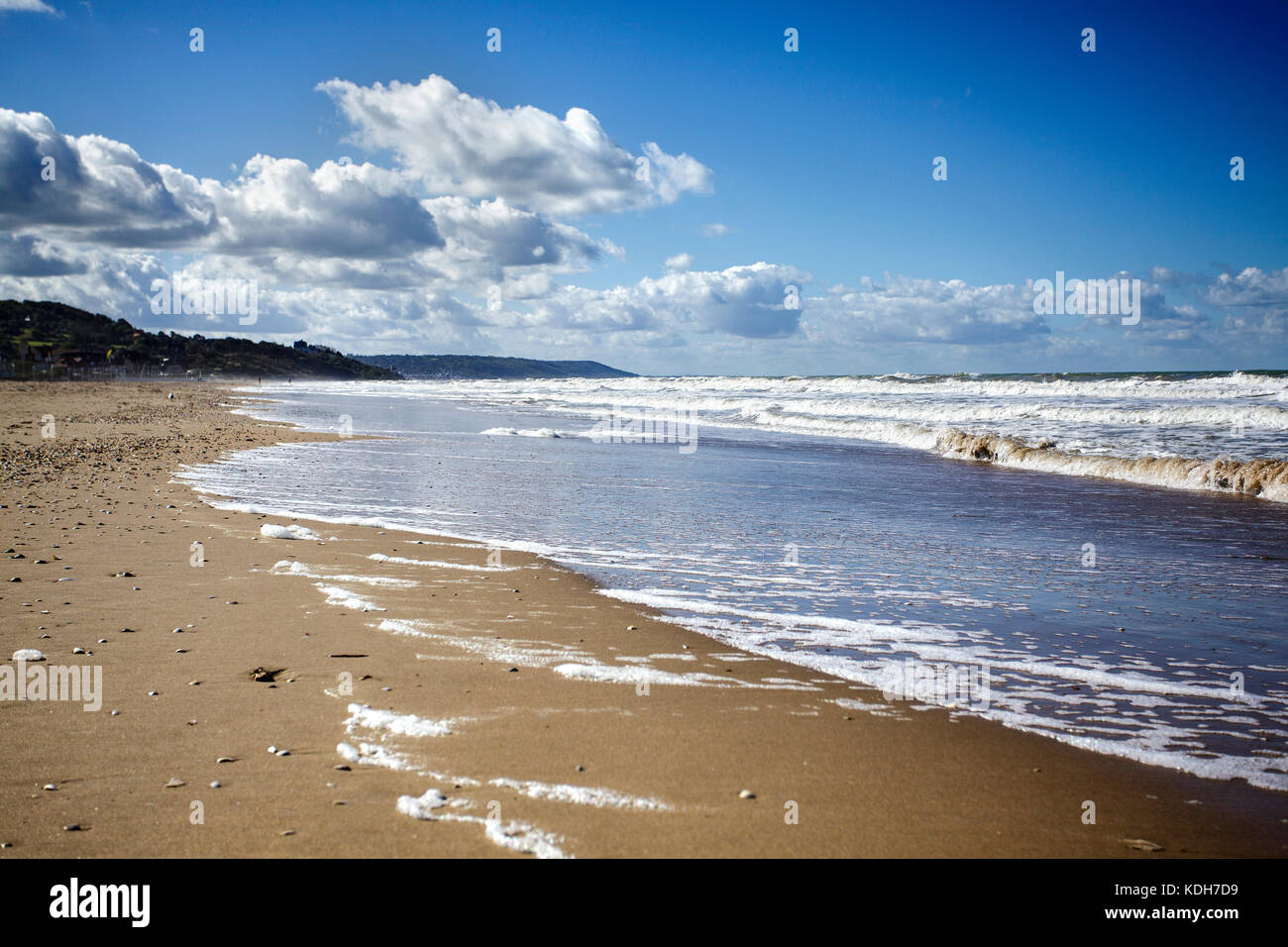View of Empty Beach in Normandy France after the end of season in ...