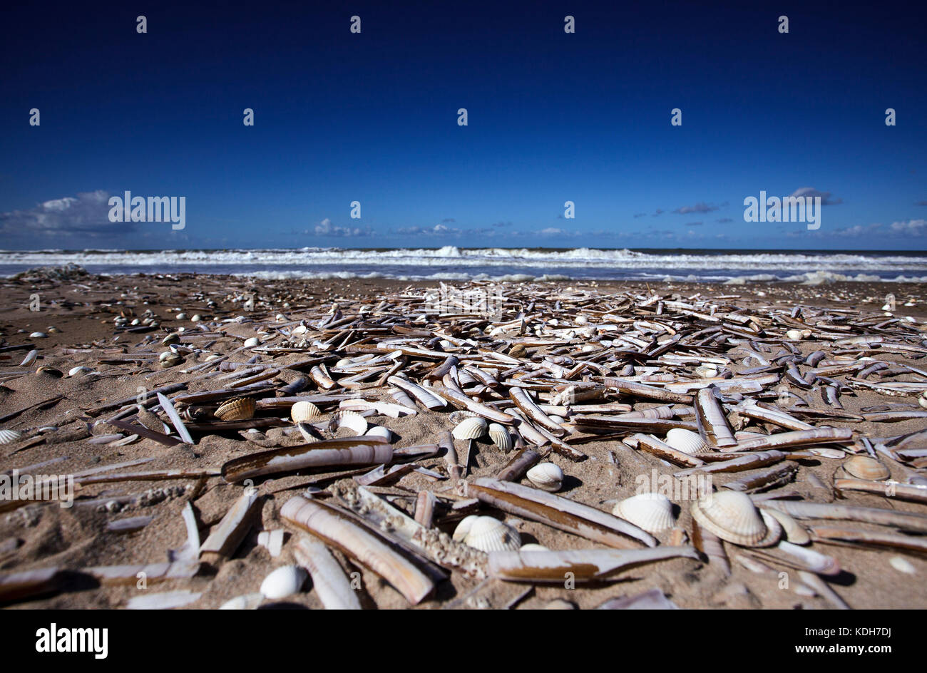 View of Empty Beach in Normandy France after the end of season in ...