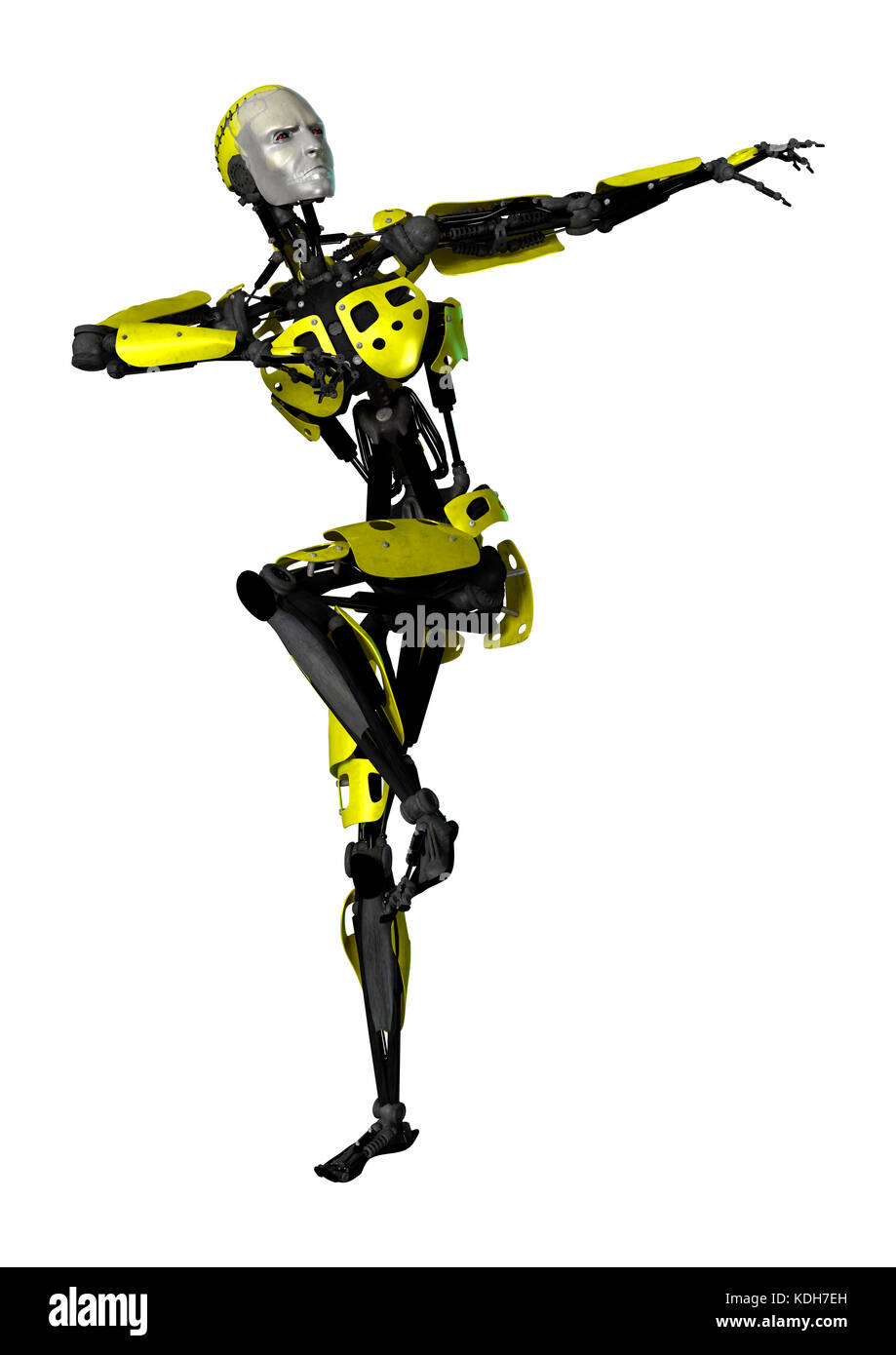 3D rendering of a male robot dancing isolated on white background Stock ...