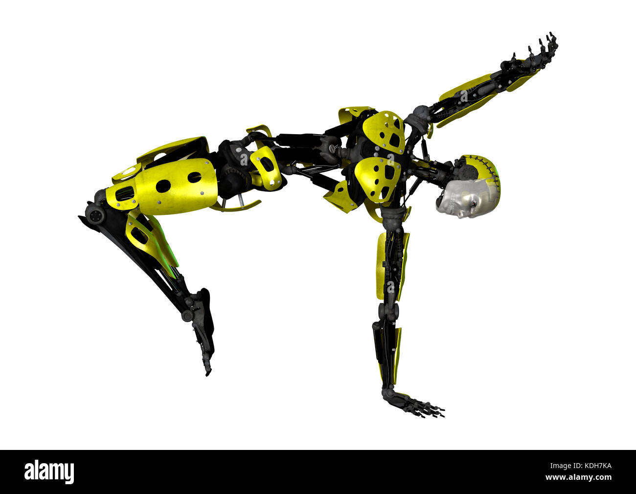 3D rendering of a male robot dancing isolated on white background Stock ...