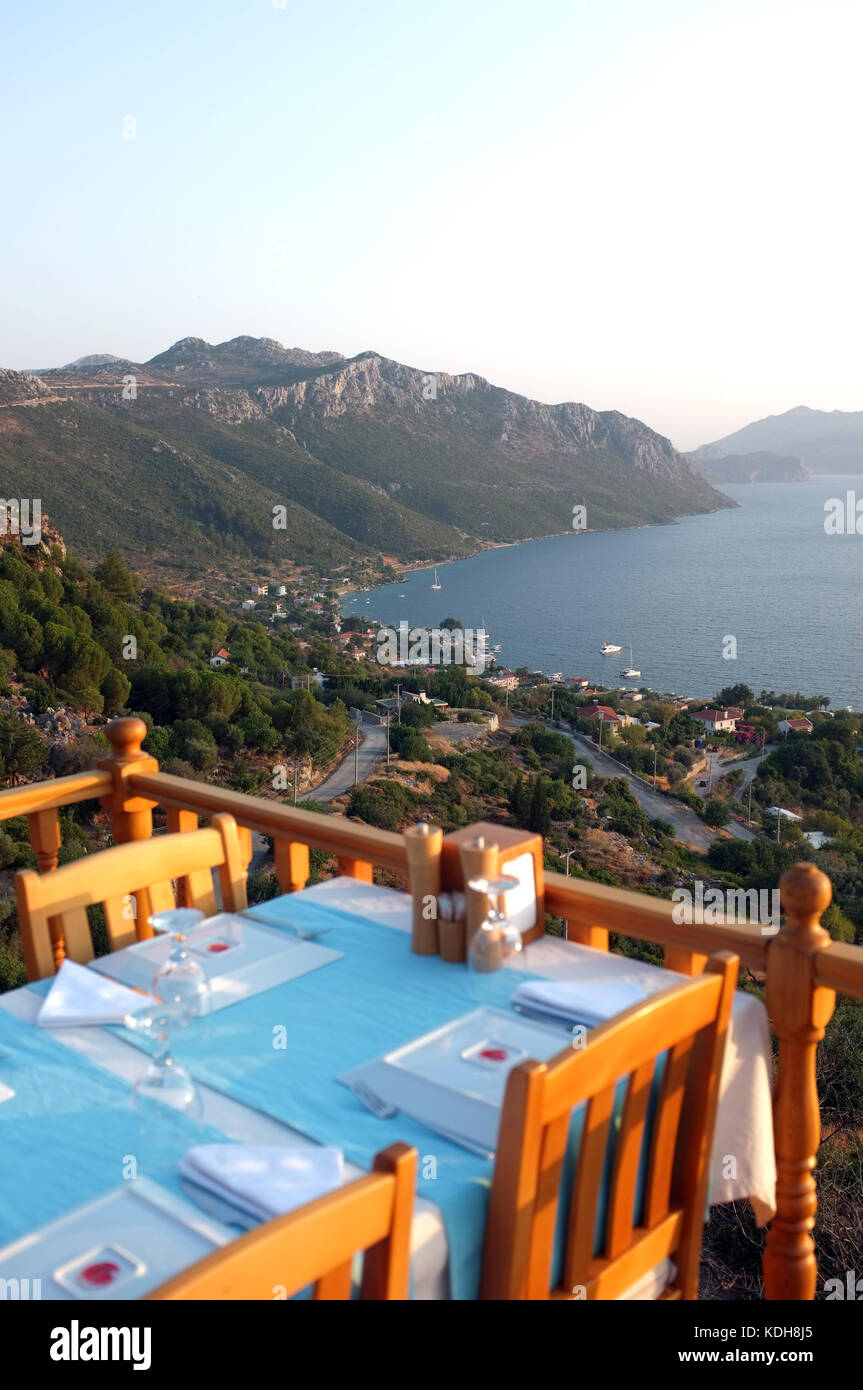 Open air terrace restaurant up on the hill with a great view Stock ...