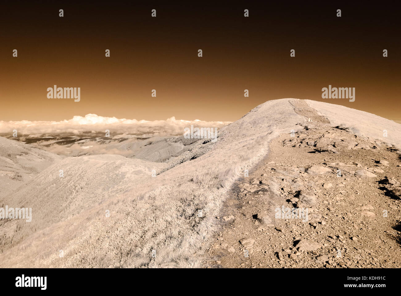 mountain panorama view from Volovec peak in Slovakia in bright sun ...