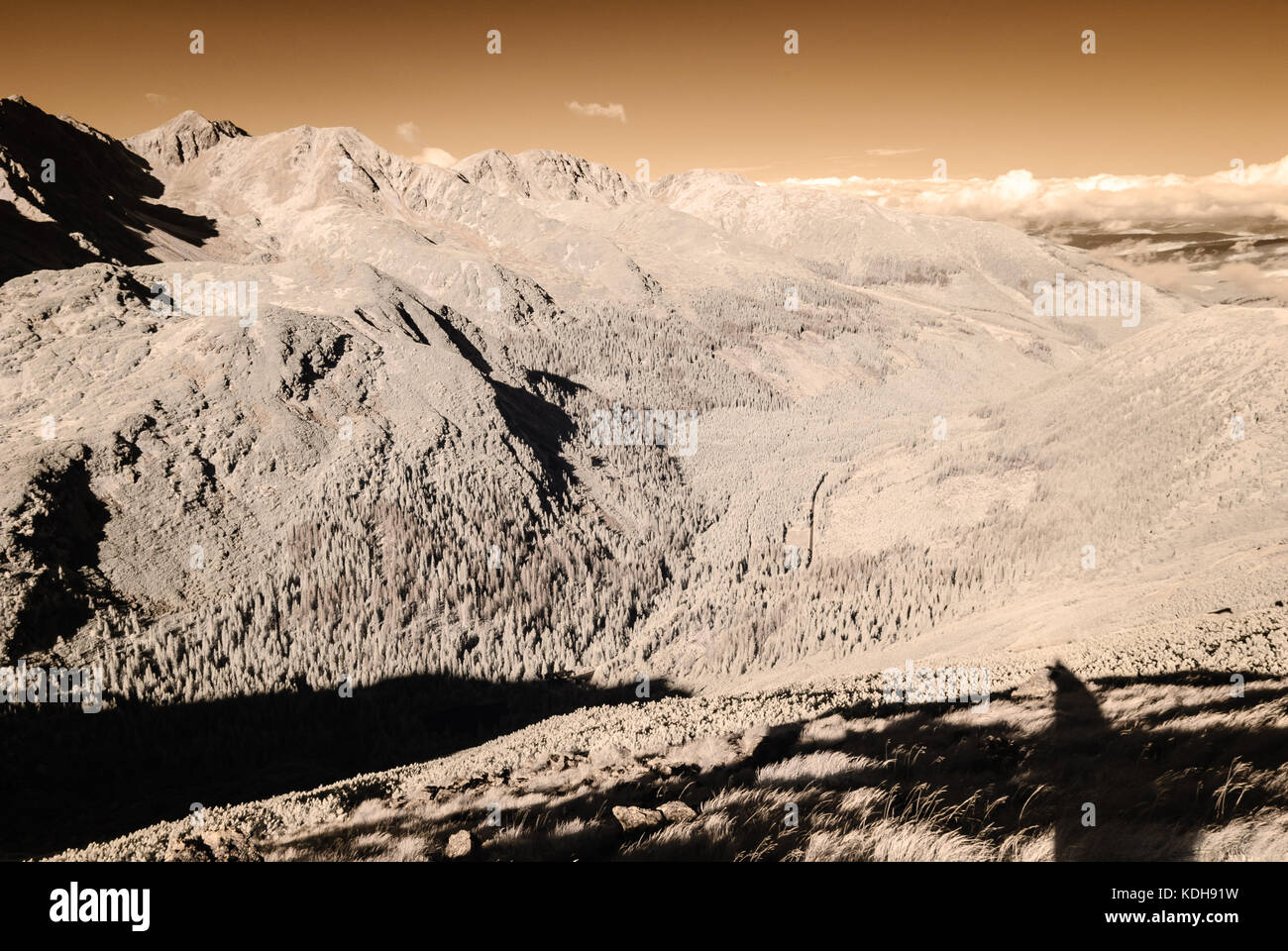 mountain panorama view from Volovec peak in Slovakia in bright sun ...