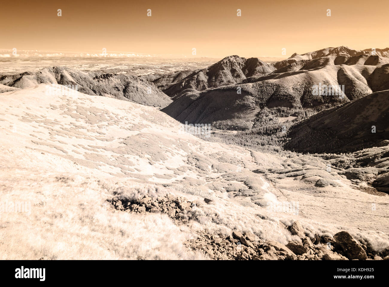 mountain panorama view from Volovec peak in Slovakia in bright sun ...