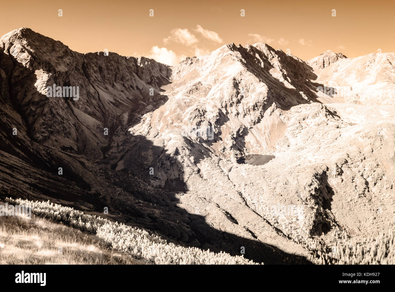 mountain panorama view from Volovec peak in Slovakia in bright sun ...